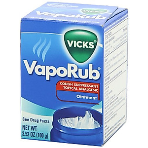 Vicks VapoRub Cough Suppressant Chest and Throat Topical Analgesic Ointment, Eucalyptus and Menthol Vapor, 3.53 Ounce