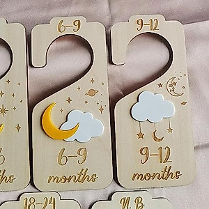 AYFFDIYI Baby Closet Dividers for Clothes Organizer, 7 Pack Wooden Baby Clothes Size Organizer Nursery Months, 24 to from Han 0 Decor