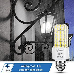 Led Light Bulbs 300W Equivalent Super Bright 5000Lm 5000K Cool Daylight White Led Bulb E26/E27 Medium Base 40w Waterproof Led Corn Light Bulb for Outdoor Indoor Lamp Bedroom Office Garage-2 Pack.