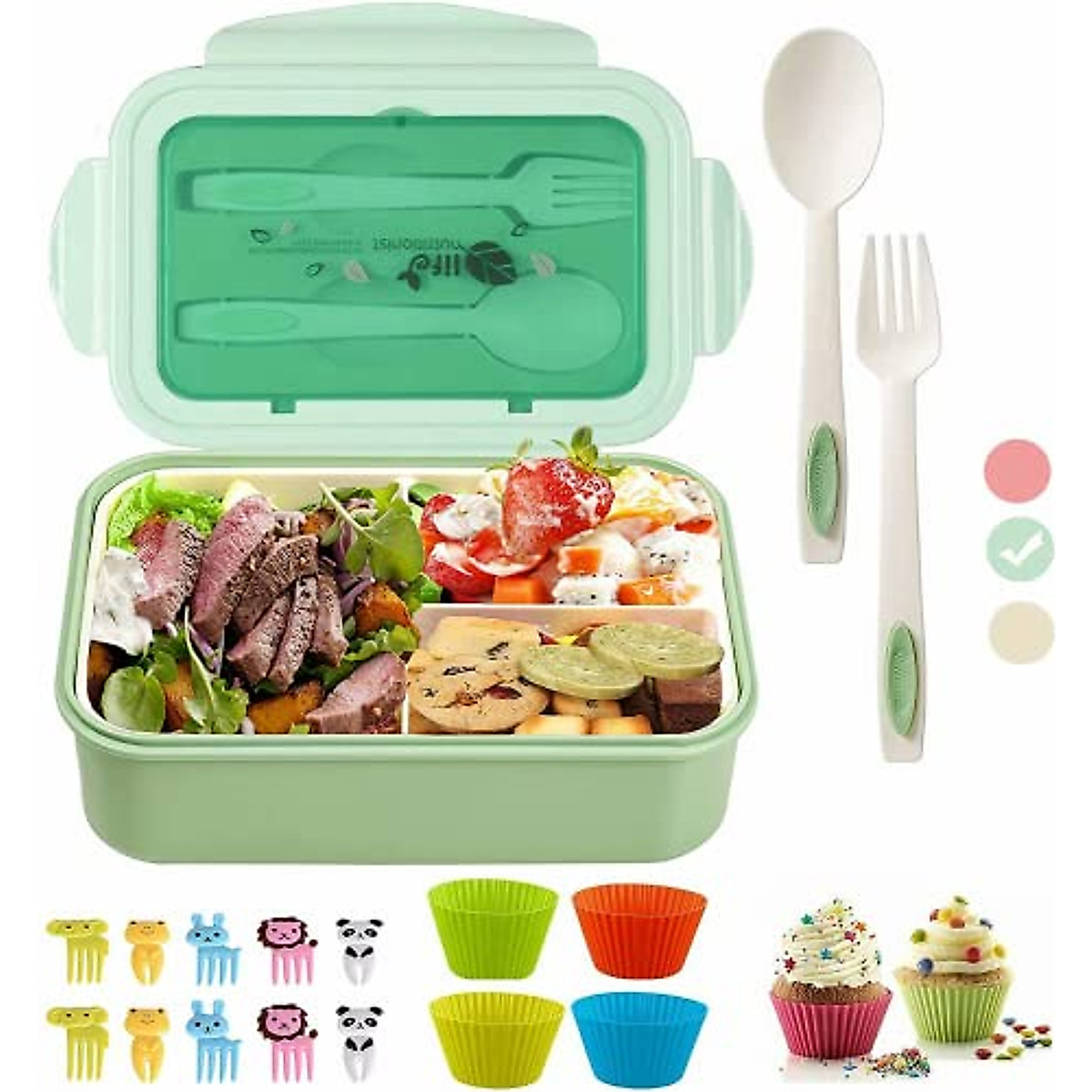 MUJUZE Bento Lunch Box for Adults, Bento Box Adult Lunch Box, Leak-Proof Bento Box, Microwable Bento Boxes, Containers for Lunch Food-Safe Materials and BPA-Free