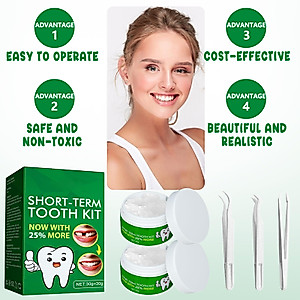 Moldable False Teeth, Tooth Replacement Kit,Temporary Teeth Repair Kit,Tooth Repair Kit for Snap On Instant and Confident Smile,with Mouth Mirror, 3 Pcs Differernt Dental Probe