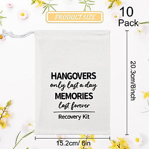 AnyDesign 10Pcs Wedding Hangover Kit Bags Classic Recovery Kit Bags Reusable Cotton Drawstring Muslin Amenity Bags Survival for Wedding Bridal Welcome Party Favor Memento Gift, 6 x 8 Inch