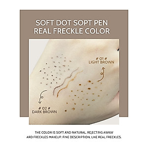 KYDA 2 Colors Liquid Freckle, Natural Freckle Makeup Pen, Longlasting Face Freckle Liquid Makeup, Soft Dot Sopt Pen Magic Freckle Color-Light Brown&Dark Brown