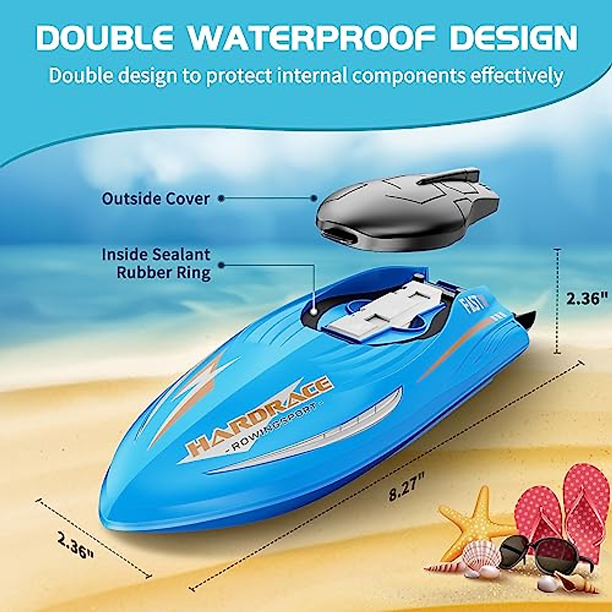 LQYoyz Upgraded Strong Remote Control Boat, 2.4 GHZ RC Boats for Kids 4-8 & Beginner, Rechargeable Racing Toy Boat for Pool Lake, Summer Outdoor Water Toys Birthday Gifts for Boys Girls