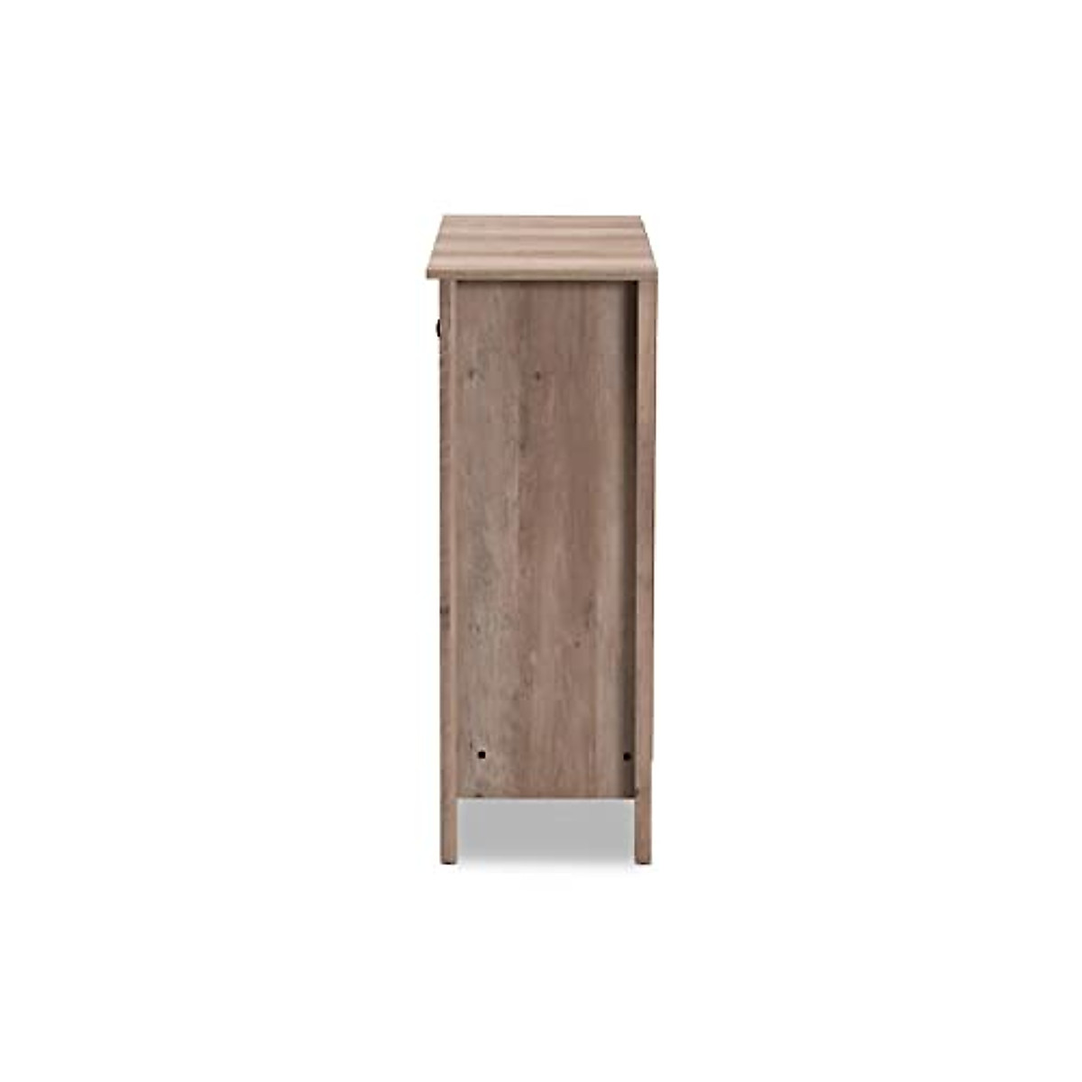 Baxton Studio Derek Modern and Contemporary Transitional Natural Oak Finished Wood 3-Door Shoe Cabinet