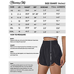 Blooming Jelly Womens High Waisted Running Shorts Athletic Workout Shorts Quick Dry Pants with Zipper Pocket (M,Black)
