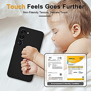 YENAPOON for Samsung Galaxy S23 Case and 2 Pack Tempered Glass Screen Protector, Slim Liquid Silicone Shockproof Protective Case - Black