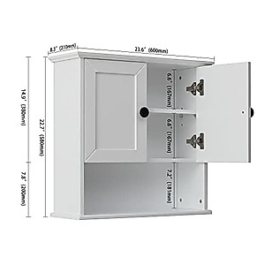 ZJWSRSST 23"x22 Bathroom Wall Cabinet Wooden Medicine Cabinet MDF Material Storage Organizer with Buffer Hinges; Adjustable Shelves Cupboard Storage Cabinet with Handles