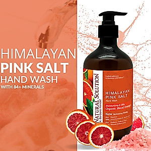 Natural Solution Hand Wash - Moisturizing Blood Orange & Himalayan Pink Salt Liquid Soap - 14 oz (Pack of 3) | Hydrating & Gentle Formula | Ideal for Daily Use