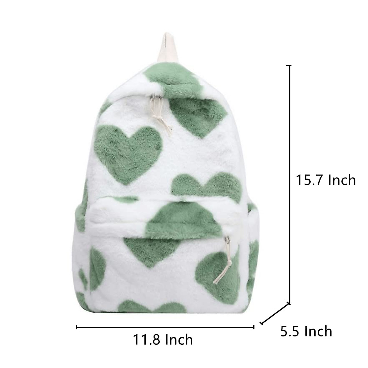 Tomato City Fuzzy Backpack Fluffy School Shoulder Bag Purse Pink Heart Pattern (Pink Heart,Faux Fur) Medium