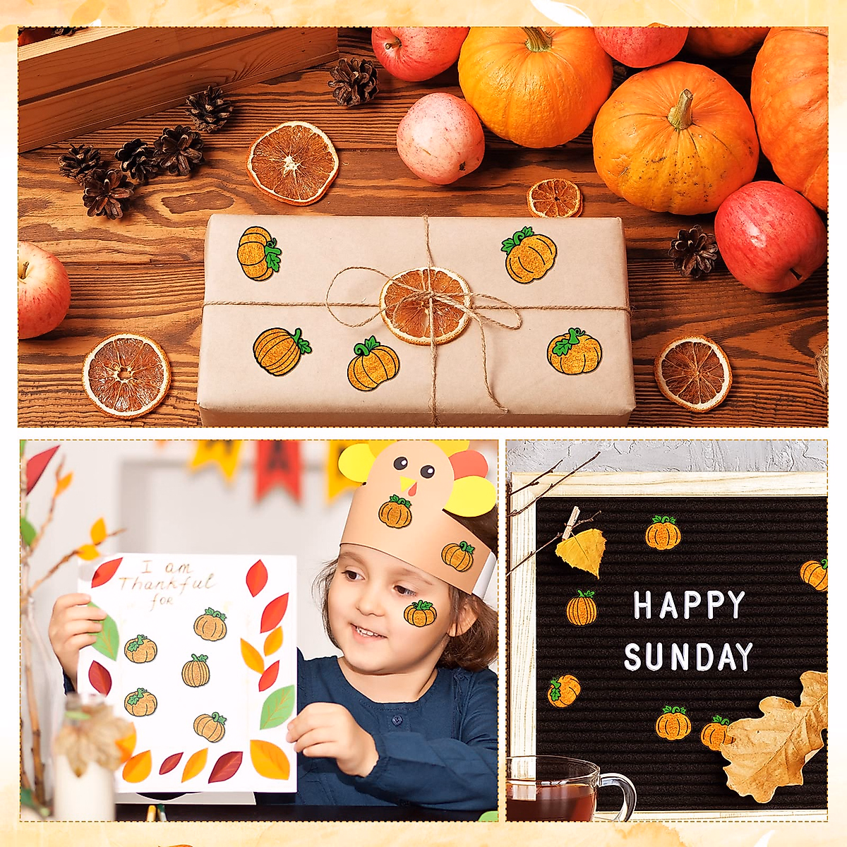 400 Pcs Pumpkins Dazzle Stickers Glitter Pumpkins Stickers Fall Stickers Cute Thanksgiving Stickers Autumn Stickers Pumpkin Decals for Scrapbooking Kids Decor Thanksgiving Bulletin Board Decorations