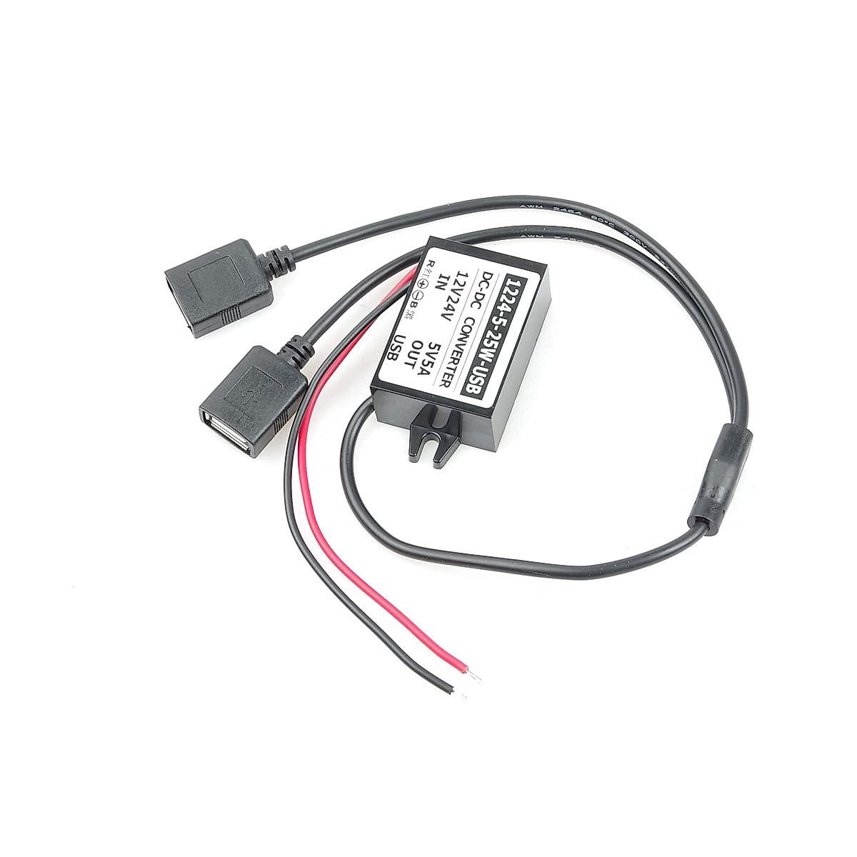 KNACRO 5V Dual USB DC-DC Convert Step-Down Power Supply Module 9v 12V 24V 36v 8-40V to 5V 5A 25W Dual USB Female Output Waterproof