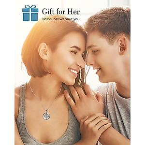 S925 Sterling Silver Necklace for Wife, Anniversary Year Gifts for Wife Compass Jewelry, Birthday Gift Ideas for Her Girlfriend Woman Necklaces, 18K White Gold March