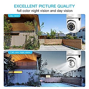 Jennov 3MP/2K Light Bulb Security Camera Wireless Outdoor, 2.4GHz Light Socket Security Camera, 360° Indoor WiFi Home Lightbulb Surveillance Camera Motion Detection, Color Night Vision, Two Way Talk