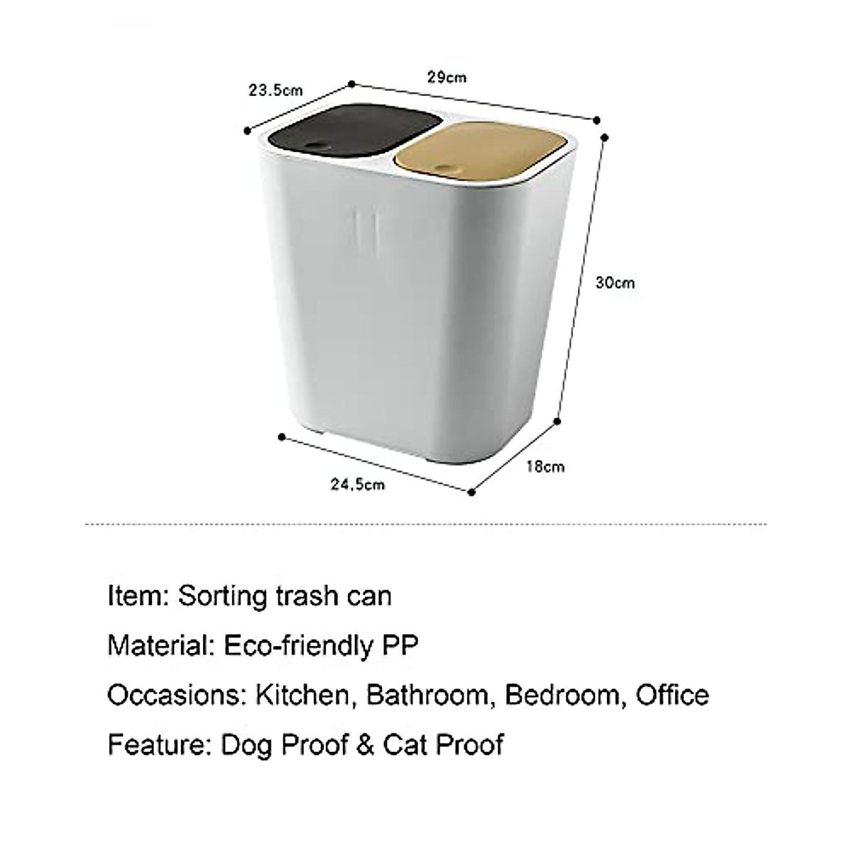 UNIONTOP Garbage Can with Lid Slim Trash Can for Kitchen Bathroom Bedroom Office, Dog Proof Trash Can Orange, Trash Classification Cans