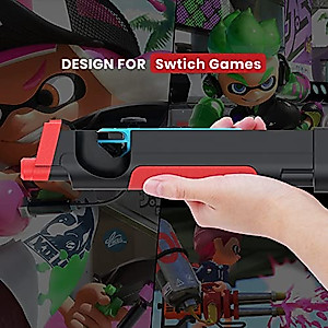 CODOGOY Shooting Game Gun Controller Compatible with Switch/Switch OLED Joy-Con, Hand Grip Motion Controller for Nintendo Switch Shooter Hunting Games (Black+Red)