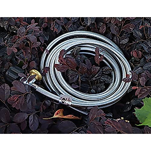 15 Ft Stainless Steel Braided Propane Adapter Max 350 Psi Hose with Pressure Gauge 5-40 Lb Convert Replace for Qcc1/type1 Tank Connects 1 Lb Bulk Portable Appliance to 5-40 Lb Propane Tank Cylinder