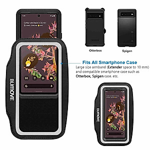 Pixel 8/8 Pro/7/7 Pro/5a Armband, BUMOVE Gym Running Workouts Sports Phone Arm Band for Google Pixel 7, 7 Pro, 6, 6 Pro, 5a with Card Holder (Black)