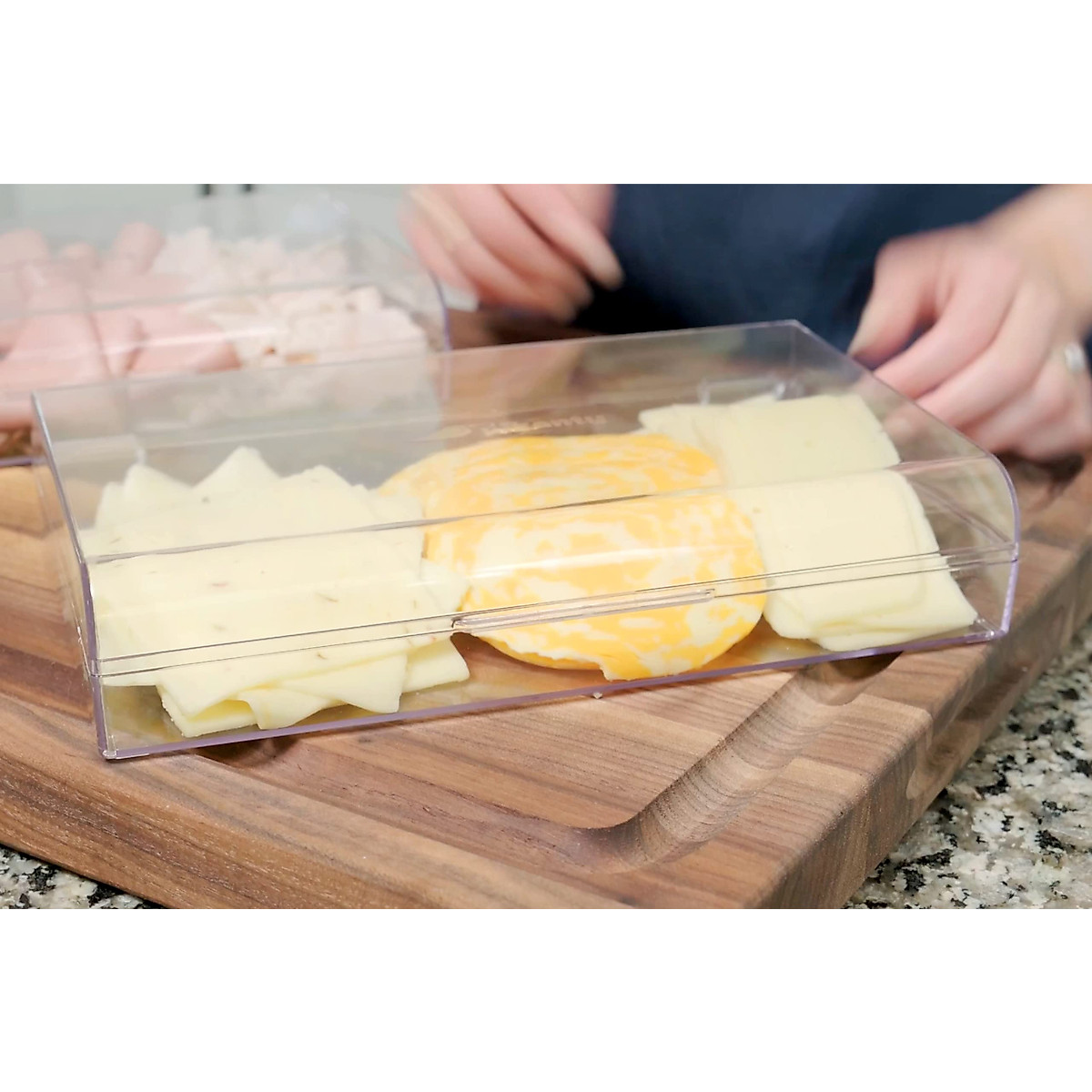 Pikanty - Fridge and Freezer Deli Keeper with Hinged Lid. Great for Meat, Cheese, Bacon, Cold Cuts and more. Made in USA