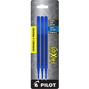 PILOT FriXion Point Erasable & Refillable Gel Ink Pens, Extra Fine Point, Blue Ink, 2 Black and 2 Blue Pens, and 3 black and 3 Blue Refills,