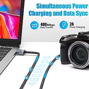 NA Meokse 20ft Mini USB Cable Portable USB 2.0 Type A to Mini B High Speed Data Charging Cable Compatible with Hero HD, Cell Phones, MP3 Players, Dash Cams, Digital Cameras, Dash Cams 6M