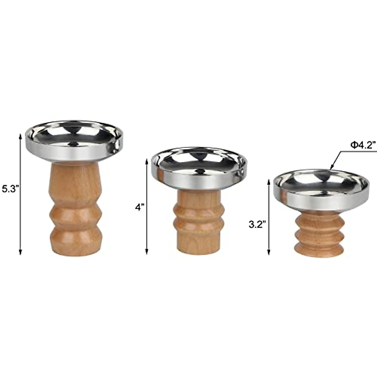 Vixdonos Pillar Candle Holders Set of 3 Wood Candlestick Holder Stainless Steel Plate for Mantel Decor, Dining Table Centerpiece