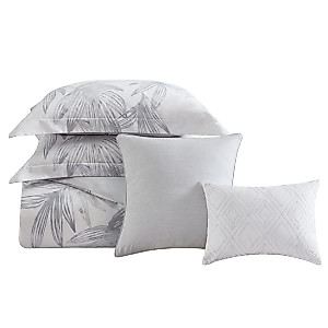 Tommy Bahama- King Duvet Cover Set, Reversible Cotton Bedding Set, Includes Matching Sham(s) with Bonus Throw Pillow Covers (Kayo Grey, King)