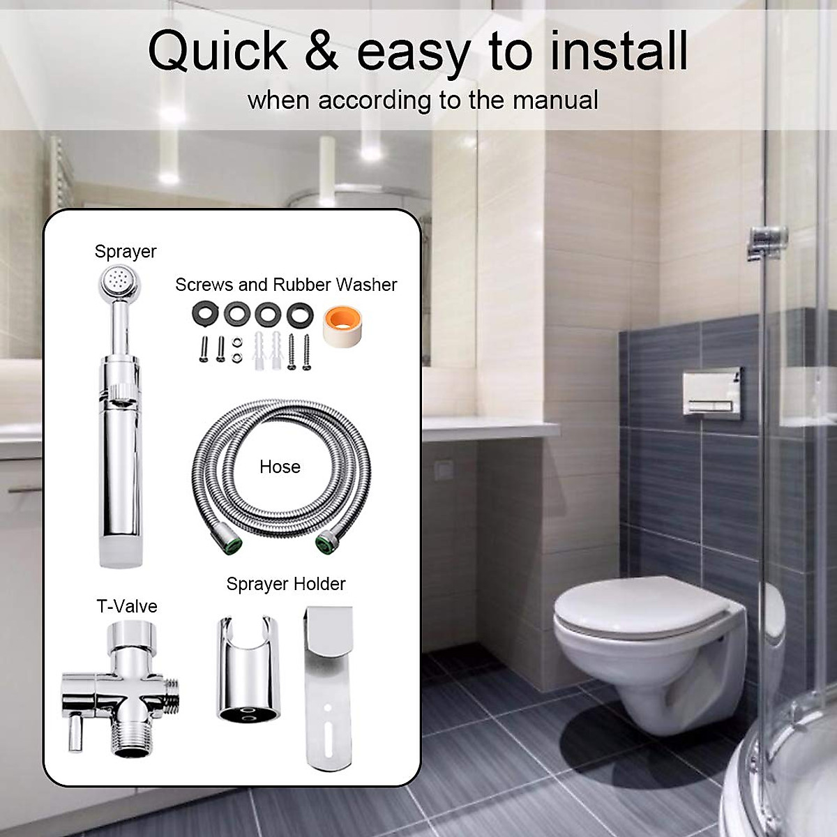 TIRDITY Bidet Sprayer for Toilet, Handheld Bidet for Toilet,Baby Cloth Diaper Sprayer with Adjustable Pressure Control,Splash-Proof Bidet Attachment Set with Bidet Hose,T-Valve for Personal Hygiene