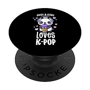 Just A Girl Who Loves K-Pop Shirt Gift Kawaii Boba And KPop PopSockets PopGrip: Swappable Grip for Phones & Tablets