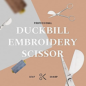 ONTAKI Applique Scissors 4.5" With Duckbill Edge Shaped Paddle For Art, Crafting, Fabric, Thread, Needlework and Embroidery - Versatile Miniature Scissors For Sewing Kit (Silver 4.5”)