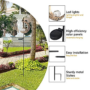 Asense Garden Solar Lights Pathway Stake Outdoor Metal Sculpture Art Decor, Solar Powered LED Lights for Lawn Patio Courtyard, Moon with Crackle Glass Ball