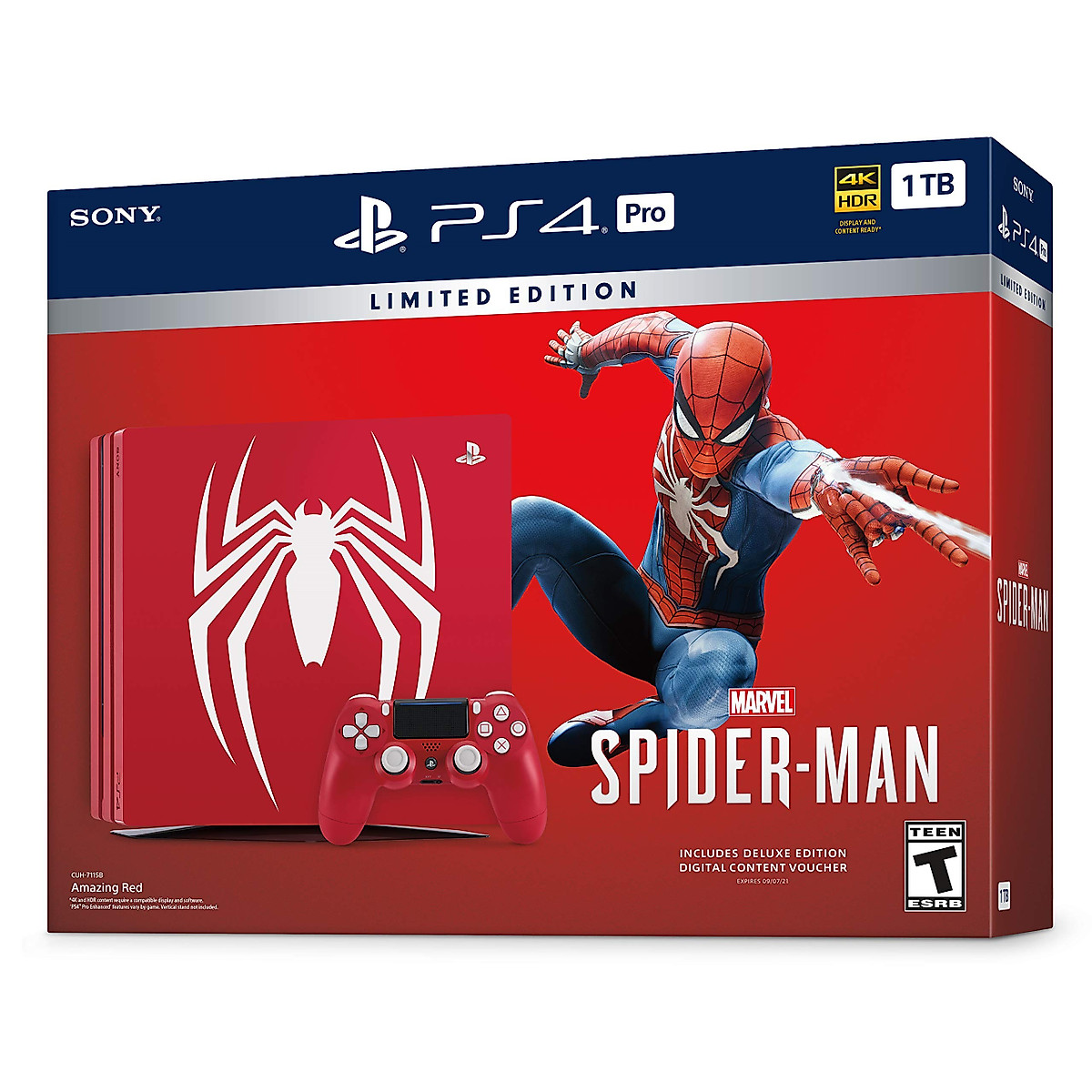 Playstation 4 Pro 2TB SSHD Limited Edition Console - Marvels Spider-Man Bundle Enhanced with Fast Solid State Hybrid Drive (Renewed)