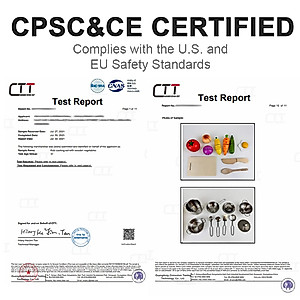 Airlab Kids Pots and Pans Playset for Kids Kitchen Accessories Wooden Play Food Stainless Steel Toys for Toddlers 1-3 Cutting Pretend Toy Bithday Gift