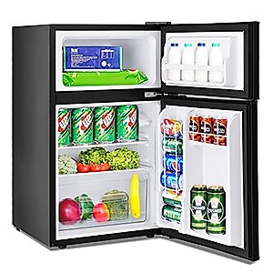 Safeplus Compact Refrigerator, 3.2 cu ft. Unit Cold-rolled Sheet Mini Refrigerator with freezer, Dorm fridge with Adjustable Removable Shelves…