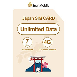 SnailMobile Japan Travel SIM Card,7 Days Unlimited Data 3-in-1 Prepaid International SIM Card for Business Travel with Unlocked Phone