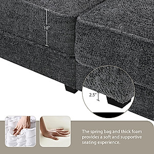 Tmsan 81" Large Loveseat Sofa with Ottomans, Modular Cloud Loveseat Sleeper Couch with Double Chaise, Chenille Upholstered Deep Seat Love Seat for Living Room Apartment Office (Grey)