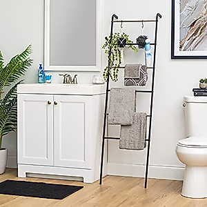 IRIS USA Clothing Rack, Blanket or Garment Ladder, Easy to Assemble, Standing Metal Sturdy Garment Rack, Small Space Storage Solution, Modern Versatile Design, Long-Term Durability, Ladder, Black