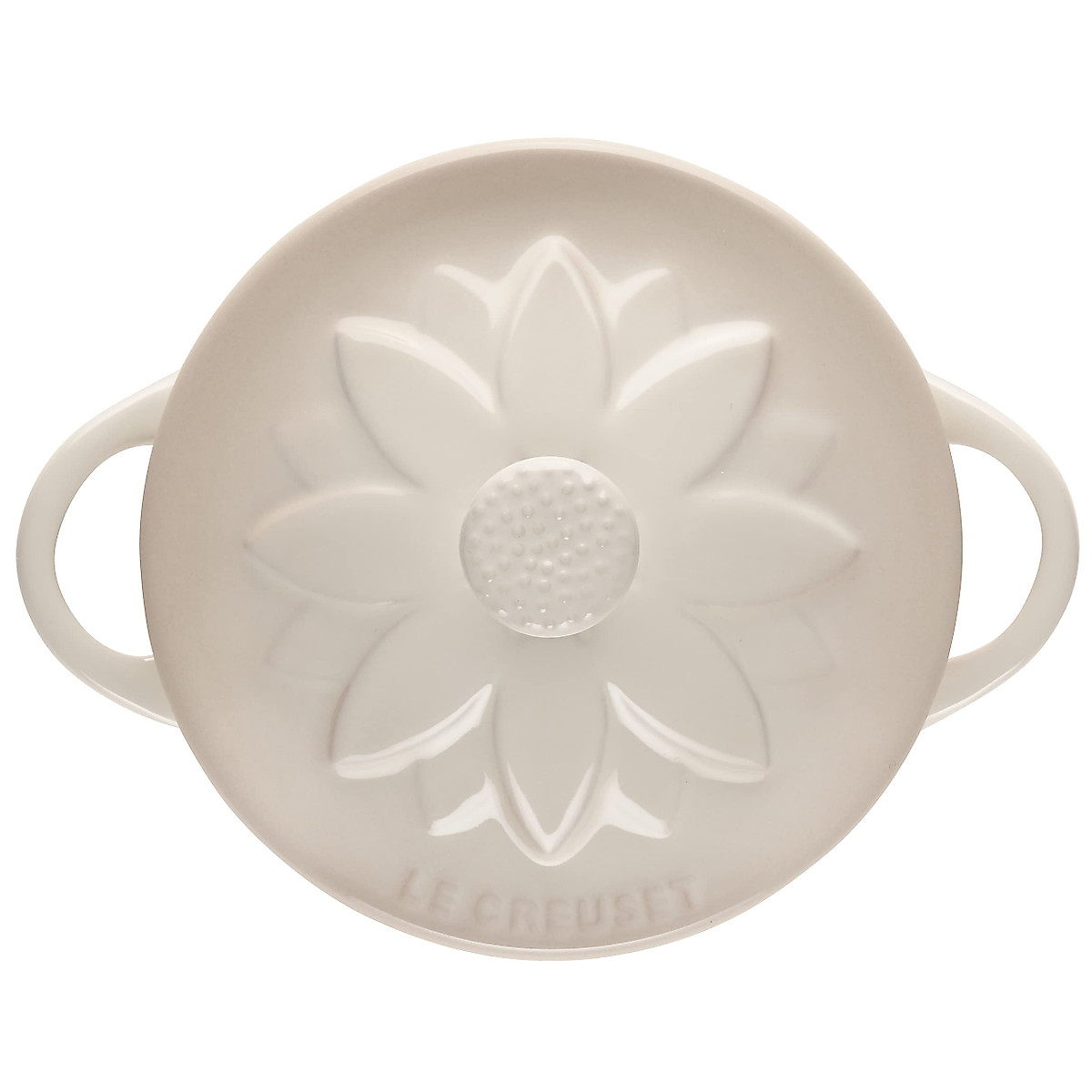 Le Creuset Stoneware Mini Round Cocotte with Flower Lid, 8oz., Meringue