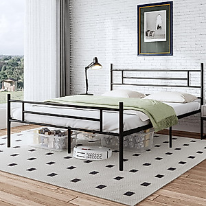 Novilla Queen Size Bed Frame with Headboard and Footboard, 14 Inch Metal Platform Bed Frame, Under Bed Storage, Strong Metal Slats Support, Mattress Foundation No Box Spring Needed
