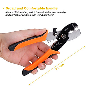 7in Cable Cutter Wire Stripper 8-14 AWG, Heavy Duty for Aluminum Copper, Communication Cables Wire Stripping Tool And Multi-Function Hand Tool，Professional Handle Design 518020A