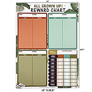 Chores Chart for Kids - Magnetic Behavior and Responsibility Reward Chart for Multiple Kids - Separate Section and Pieces for each Child - 3 Sets of 30 Pre-Designed Chore pieces and 10 Blanks Included