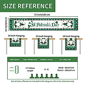 St Patricks Day Table Runner Lucky Clover Shamrocks Table Runners 72 Inches Long, Buffalo Plaid Gnome Burlap Holiday Kitchen Dining Table Decor for Home Party (Gnome Table Runner, 13" x 72")