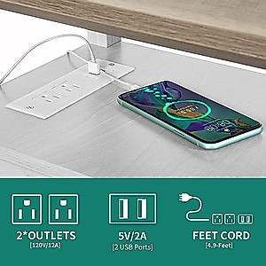 YITAHOME End Table with Charging Station, Narrow Side Table with Storage Adjustable Shelf, Farmhouse Nightstand with Door for Living Room, Bedroom, Grey Wash