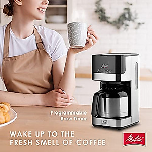 Melitta Aroma Tocco Thermal Drip Coffee Maker | Programmable Coffee Machine | 8 Cup Coffee Maker with Thermal Carafe | Glass Touch Control Panel | Coffee Maker