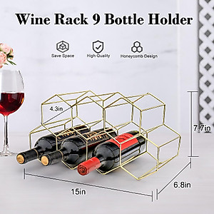Countertop Wine Rack, Small Wine Rack for inside Cabinet, Gold Wire Wine Rack Holder, Wine Stand Metal Wine Rack for small spaces, Counter Wine Bottle Holder, Tabletop Wine Holder Rack for Kitchen Bar
