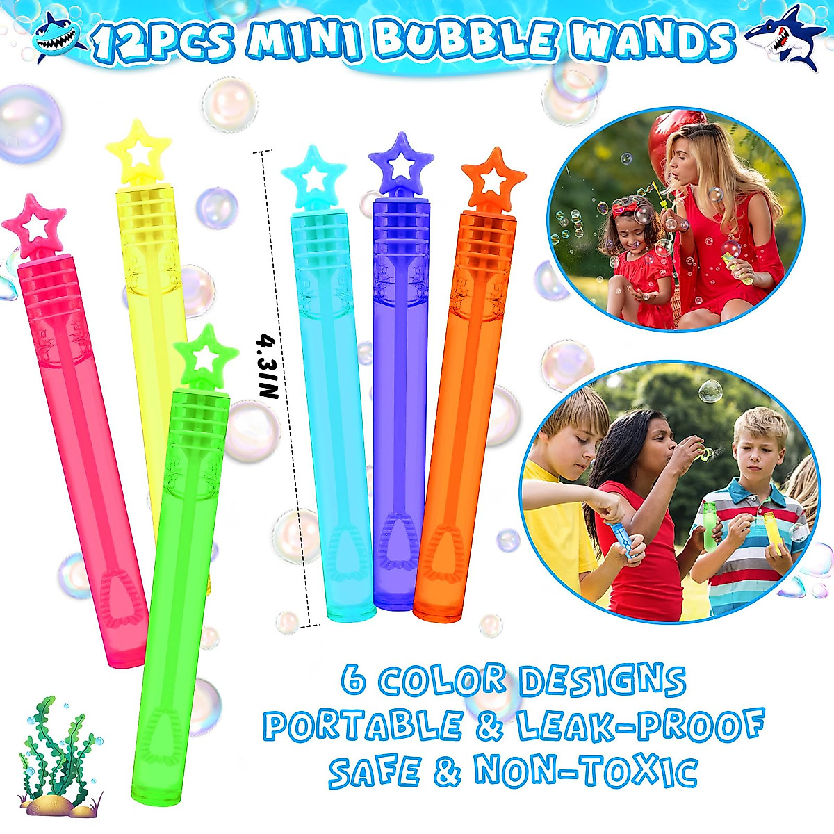 ESAG 110Pcs Shark Party Favors Birthday Supplies, Straws Bubble Wands Slap Bracelet Keychain Tattoo Sticker Toy Gift Baby Kids Boys Shark Valentines Goodie Bag Stuffer Ocean Under the Sea Party Favors