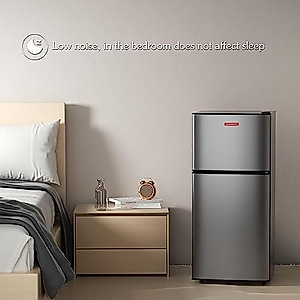 SAGENHAFT Double Door Mini Fridge with Freezer, 3.5 Cu.Ft Compact Refrigerator with Adjustable Thermostat,Compact Refrigerator for Bedroom