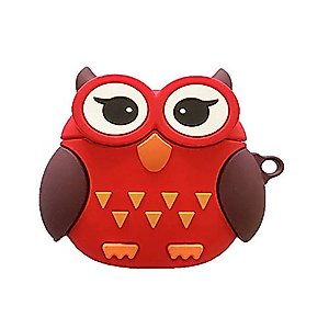 BONTOUJOUR Case for AirPods Pro/3, Cute Funny Creative Big Eyes Red Night Owl Earphone Case, Soft Silicone Earphone Charging Case Cover Protective Skin for AirPods Pro/3 +Hook
