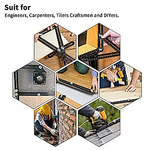 WiseWater 12 Sided Multi Angle Measuring Ruler, Universal Aluminum Alloy Measuring Template Tool Ceramic Tile Measurement with Hole Drilling Locator