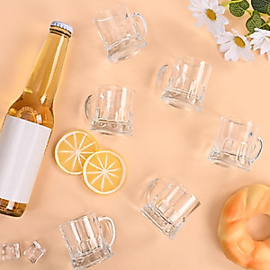Futtumy 2 OZ Mini Beer Mug Shot Glasses with Handles, Mini Beer Shot Glasses for Party Christmas Birthdy BBQ, Beer Mugs for Freezer Men Women Father Dad Beer Whiskey, Beer Mugs Bulk(6 PCS, Glass)